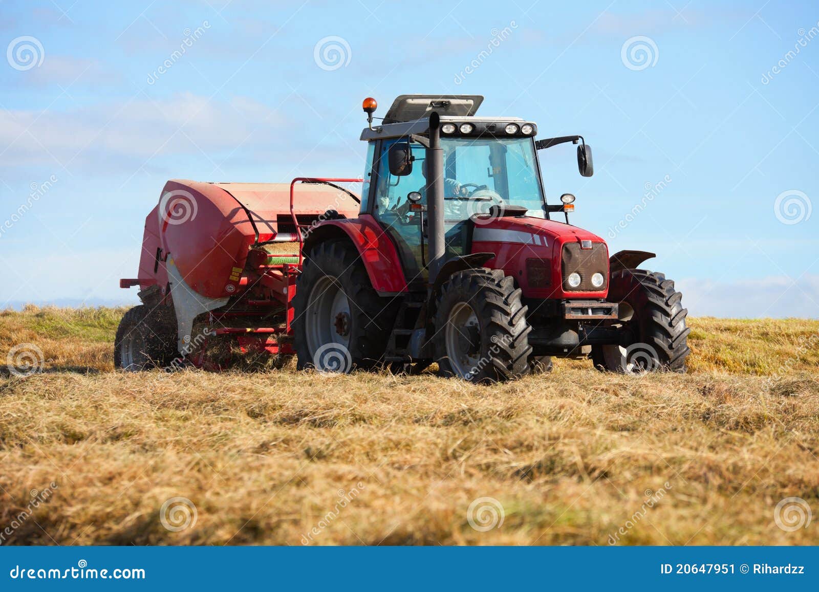 Tractor Collecting Haystack in the Field Stock Image - Image of harvest ...