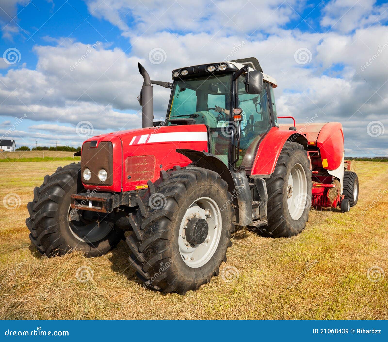 Tractor Collecting Haystack in the Field Stock Image - Image of machine ...
