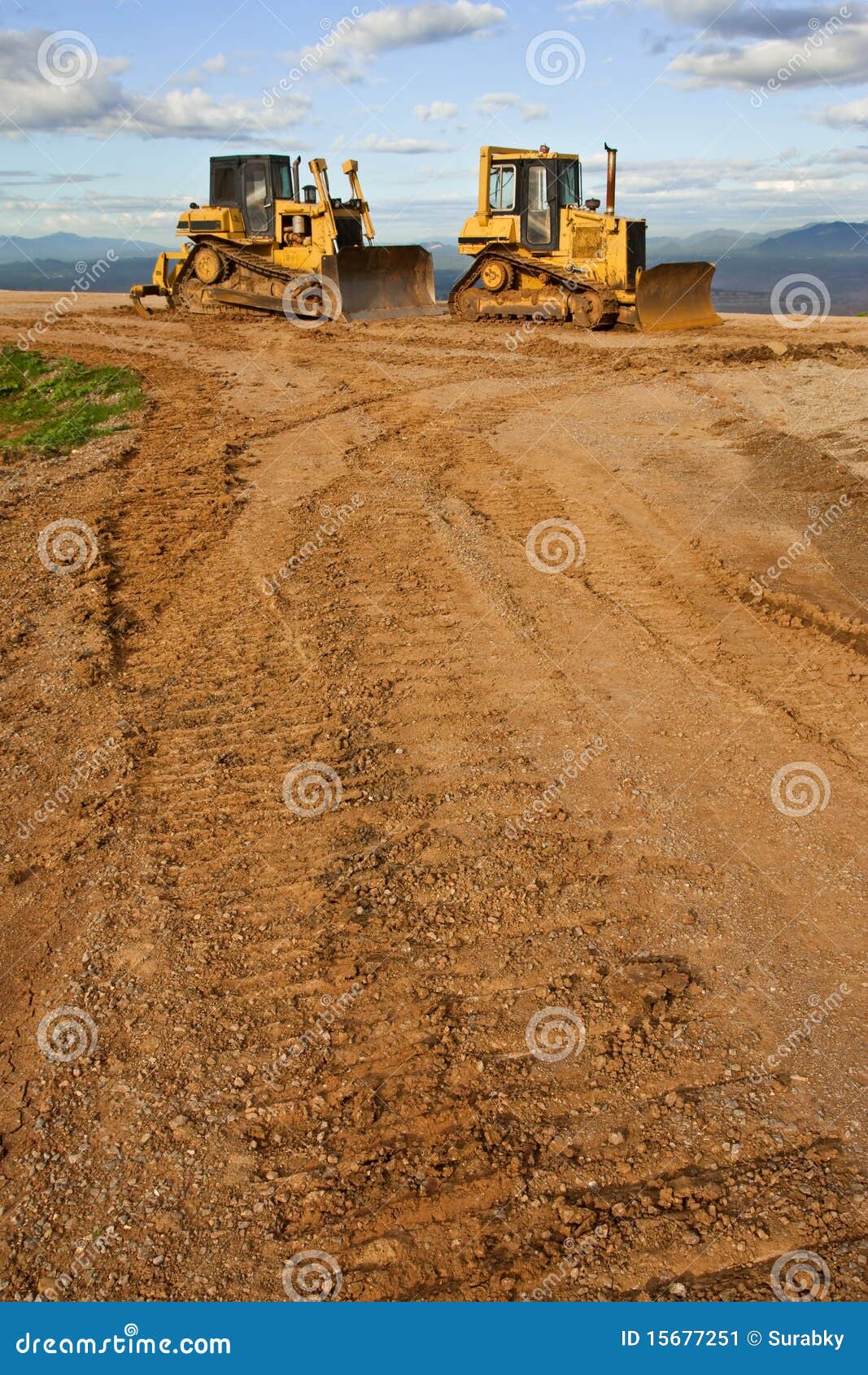 Tractor in Construction Site on Mountain Stock Image - Image of scenic ...