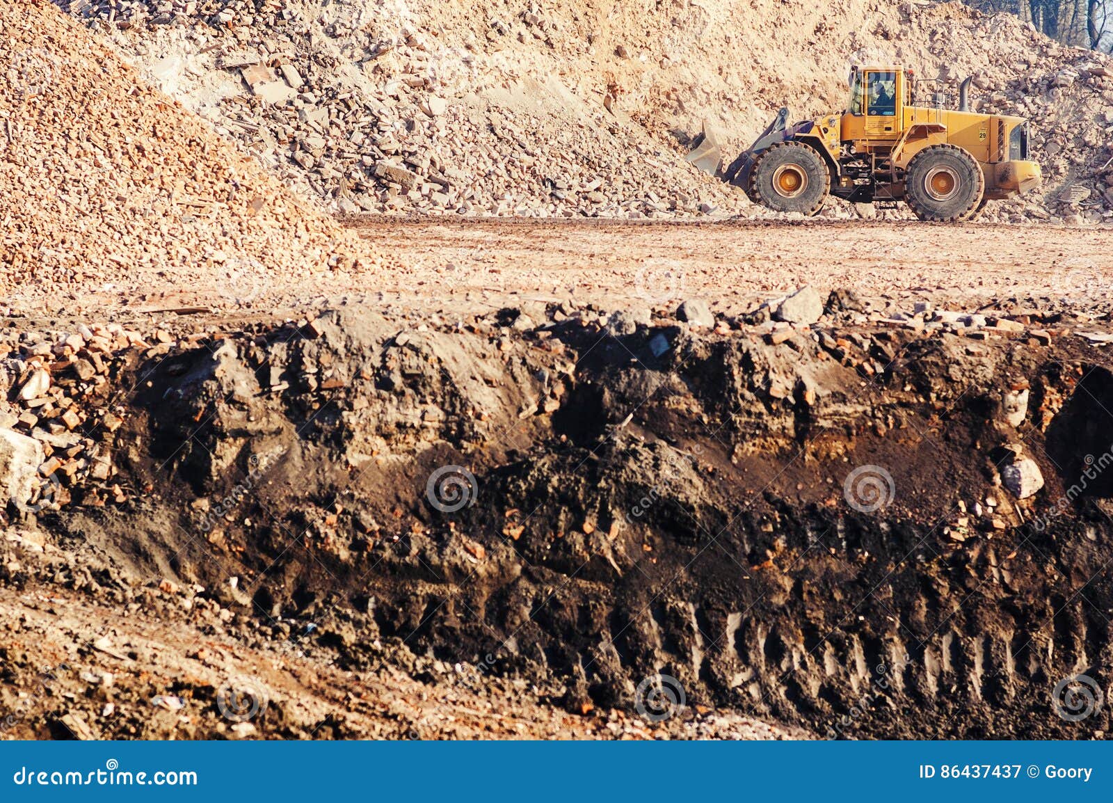 Tractor at Construction Site Stock Image - Image of mining, demolition ...