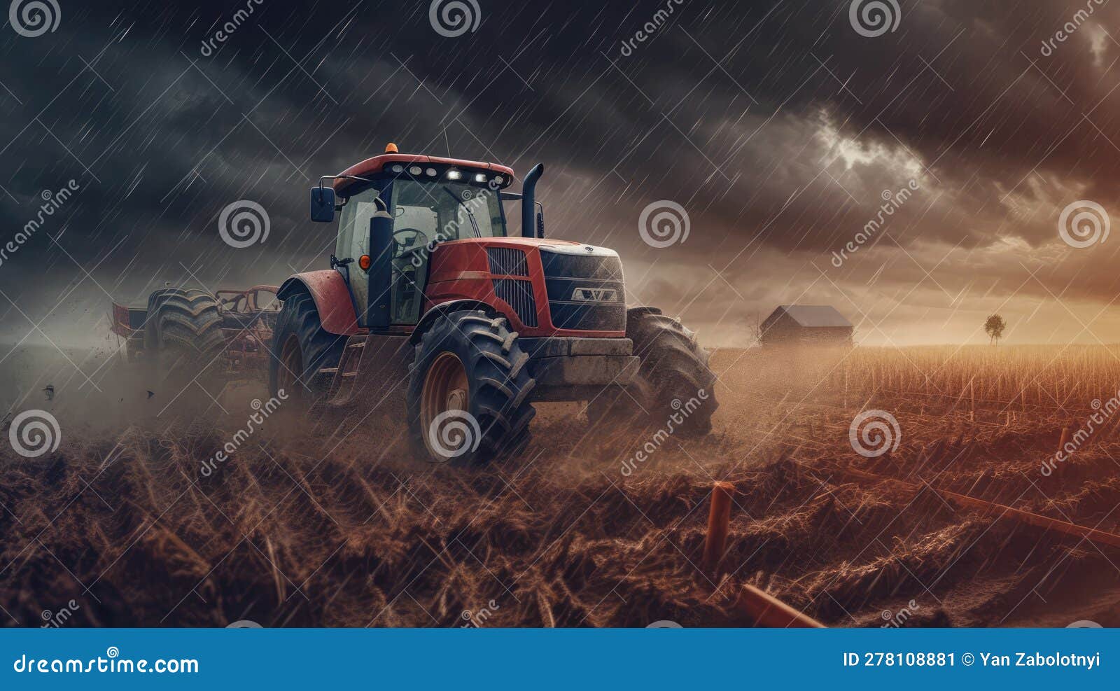Tractor Crashes in a Storm. Generative AI Stock Image - Image of wreck ...