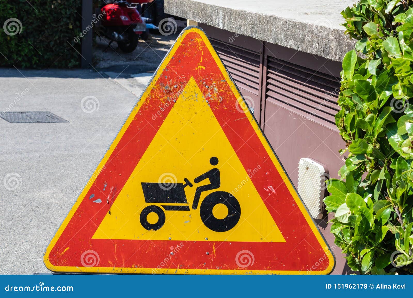 Tractor Crossing Sign, Beware Tractor Road Sign Closeup Stock Photo ...