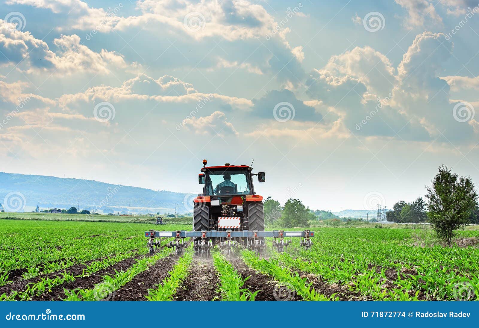 Tractor Cultivating Field At Spring,Tillage Is The Agricultural ...