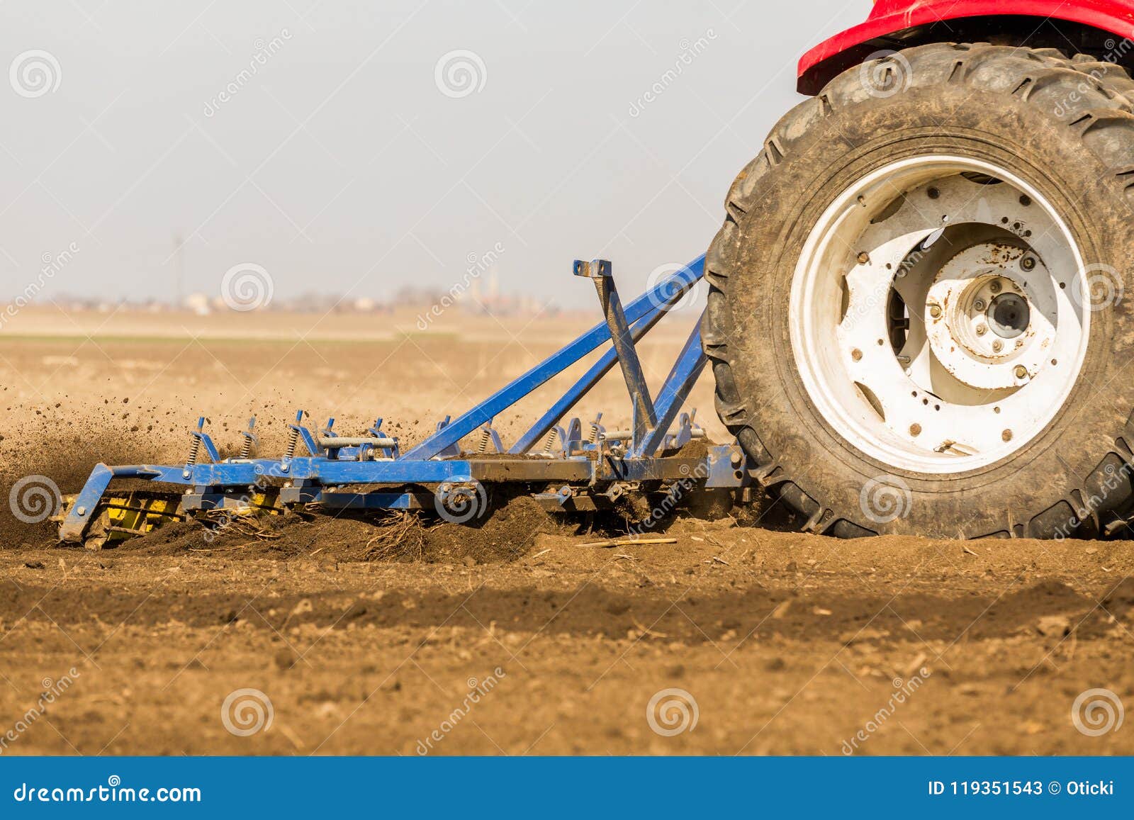 Tractor Cultivating Field at Spring Stock Image - Image of industry ...