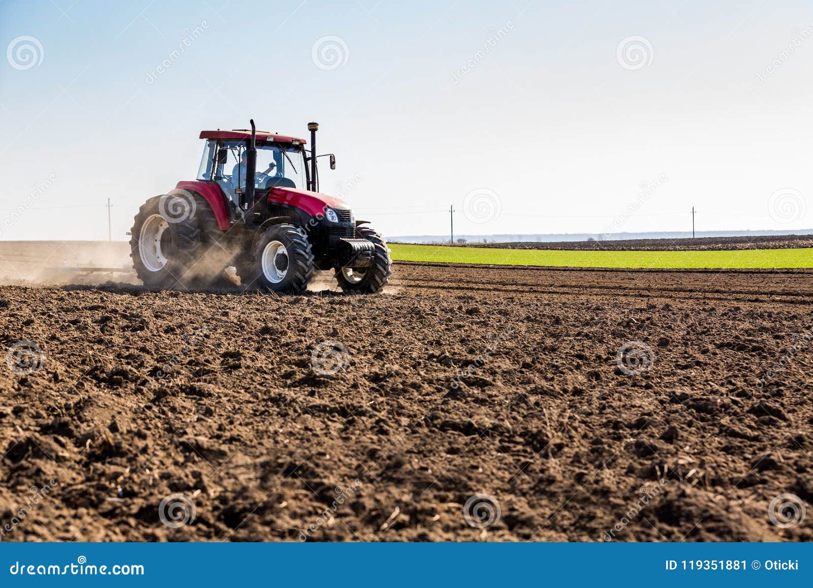 Tractor Cultivating Field at Spring Stock Image - Image of farming ...