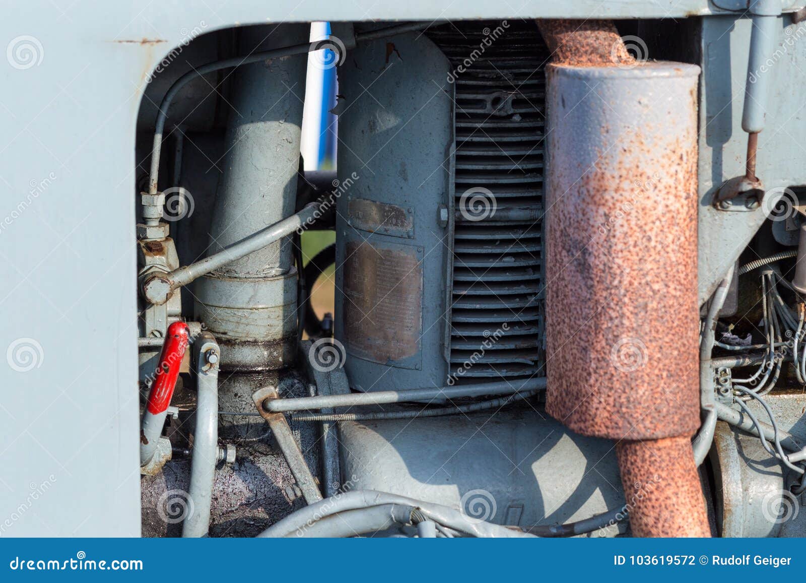 Tractor Details Grey and Red Stock Photo - Image of transport, metal ...