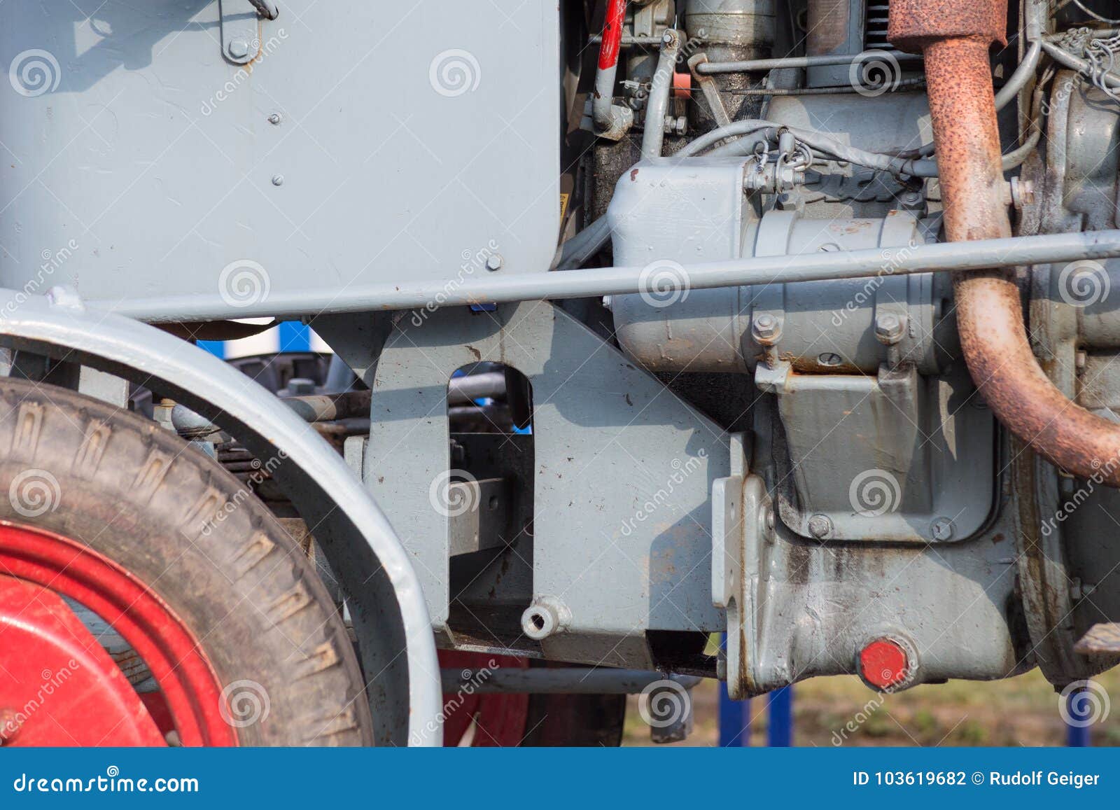 Tractor Details Grey and Red Stock Photo - Image of transportation ...