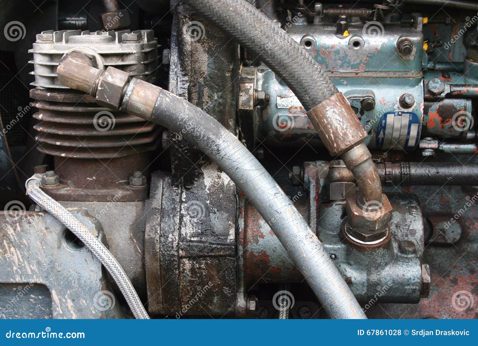 Tractor Diesel Engine stock photo. Image of cylinder - 67861028
