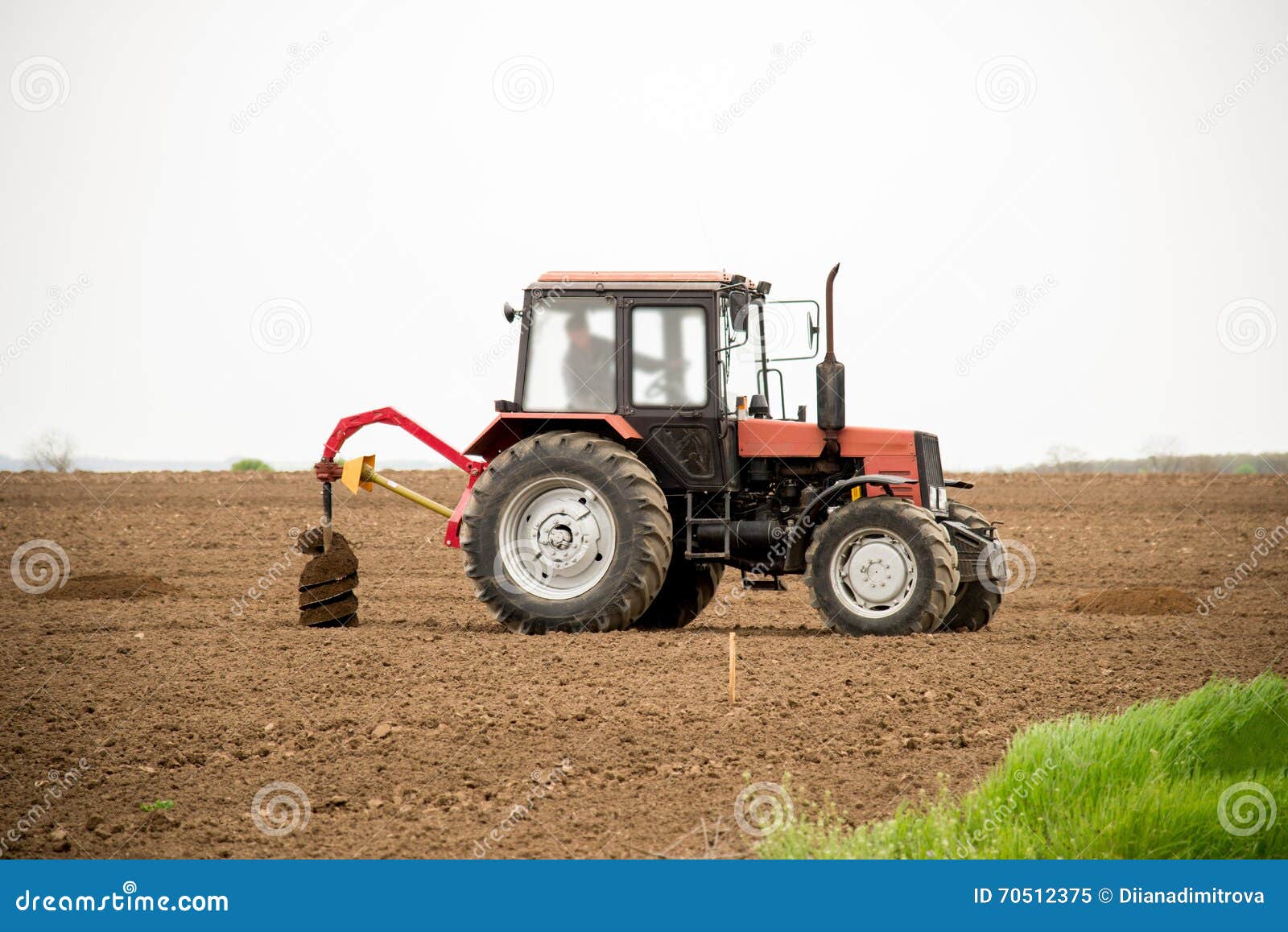 Tractor Digging Holes For Tree Planting Royalty-Free Stock Photo ...