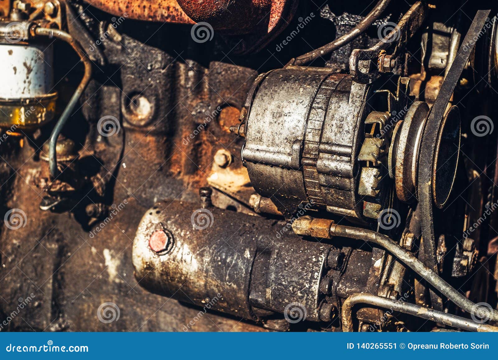 Tractor dirty engine stock image. Image of bright, antique - 140265551