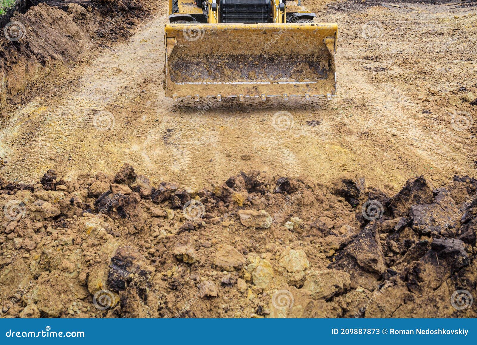 Tractor with Dozer Blade for Earthmoving Works in Construction Site Pit ...