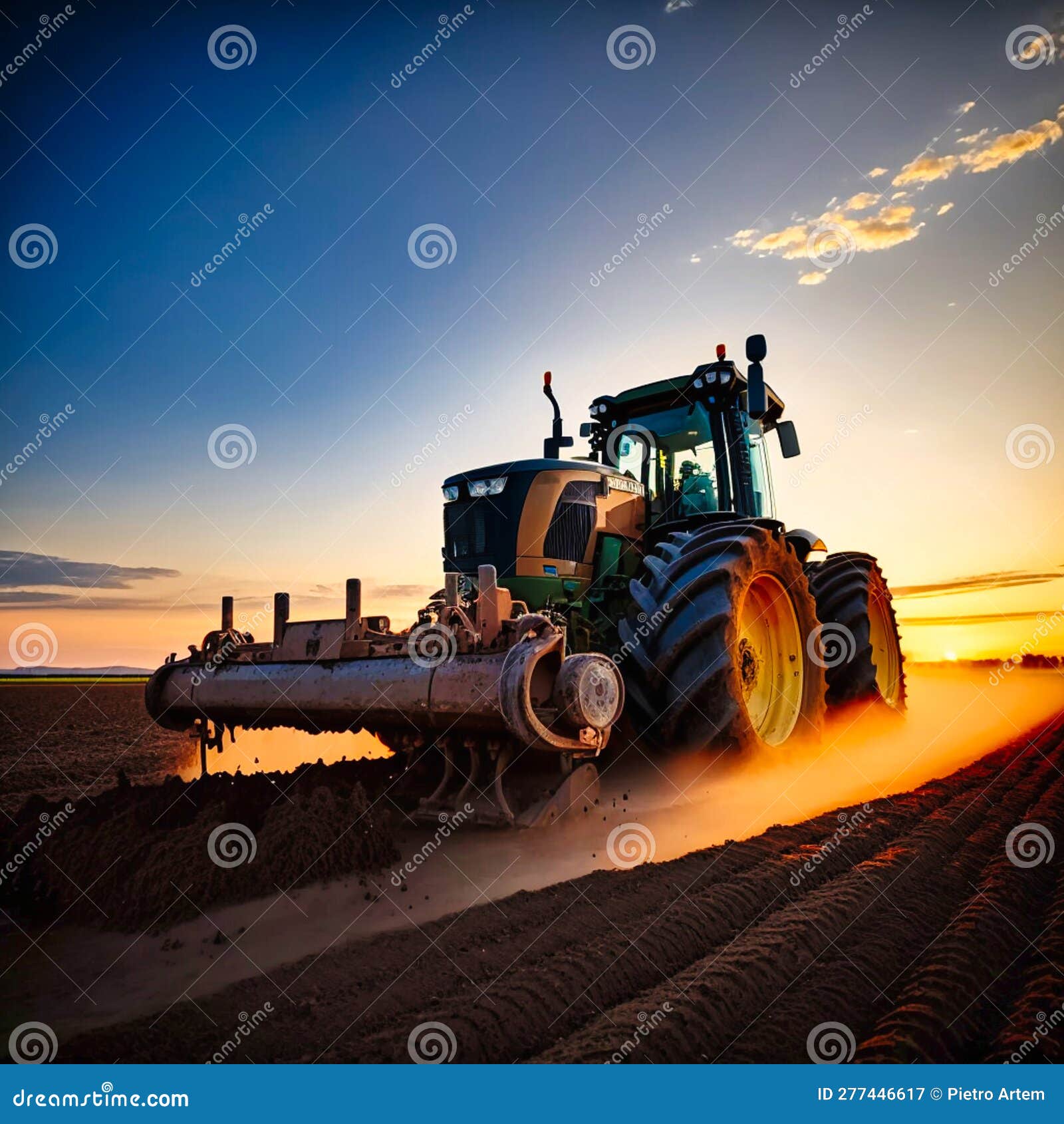 The Tractor Drives Across a Large Field, Doing Work, Generative AI ...