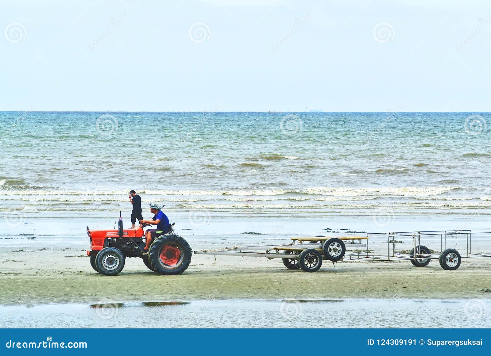 Tractor Driving on the Beach Editorial Photo - Image of walking, track ...