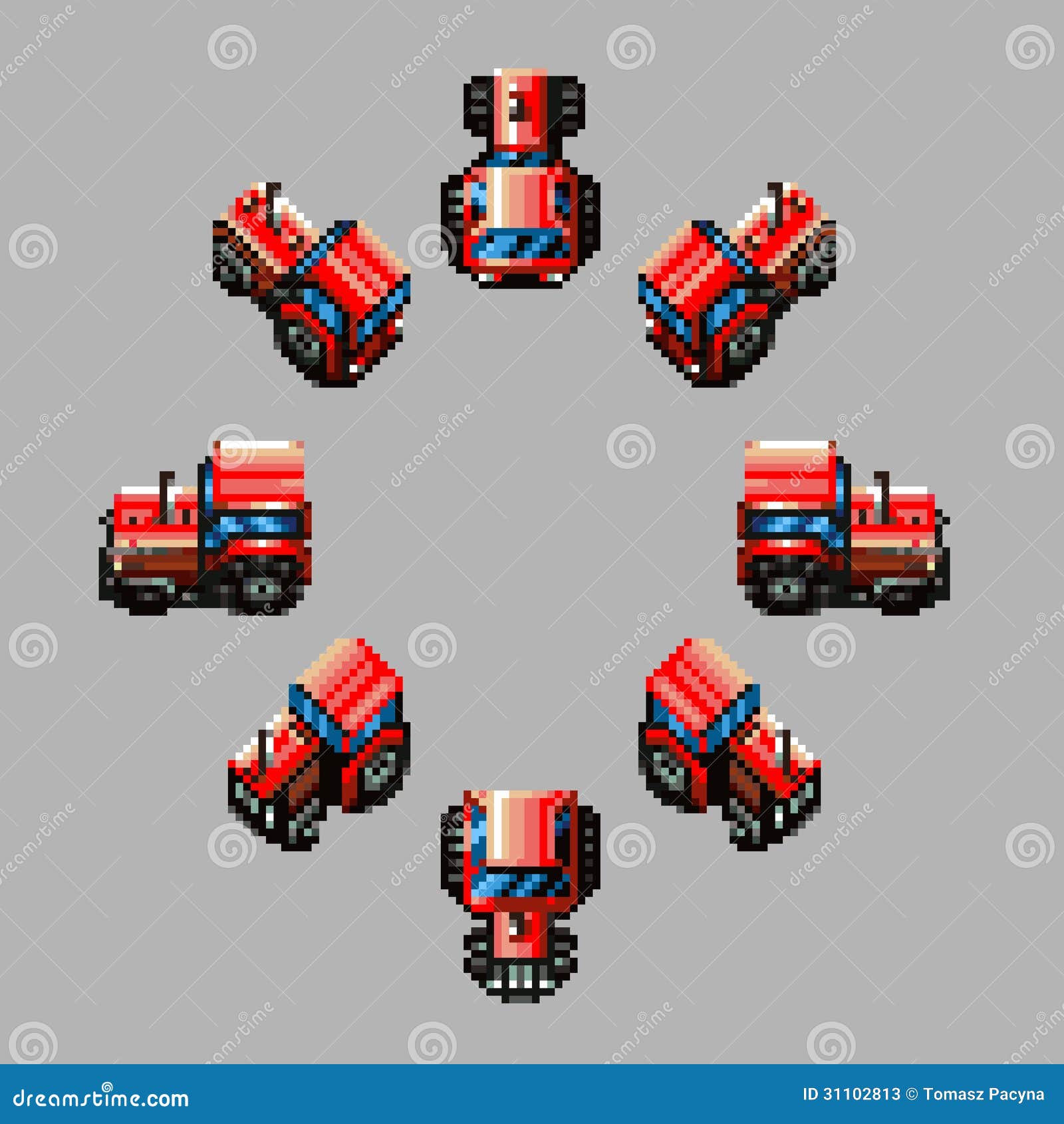 Tractor Eight Directions Retro Pixel Design Stock Illustration ...