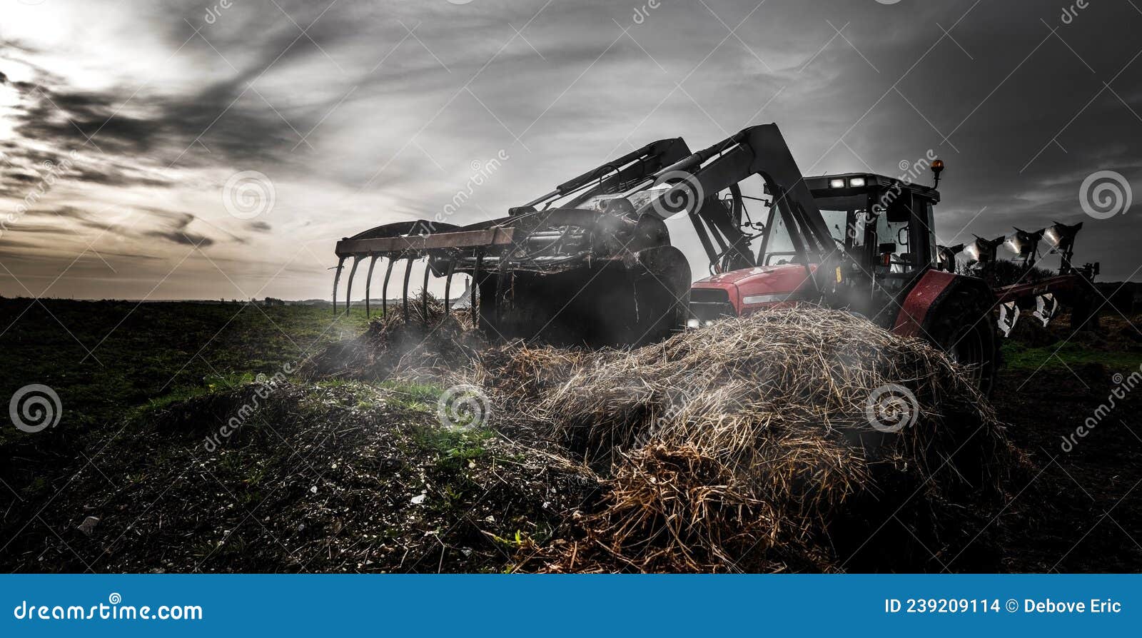 Tractor and Its Telescopic Fork Handling Manure for Spreading in the ...
