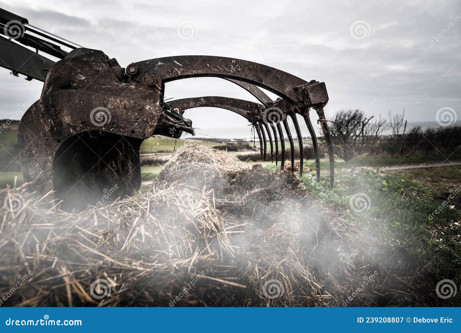 Tractor and Its Telescopic Fork Handling Manure for Spreading in the ...