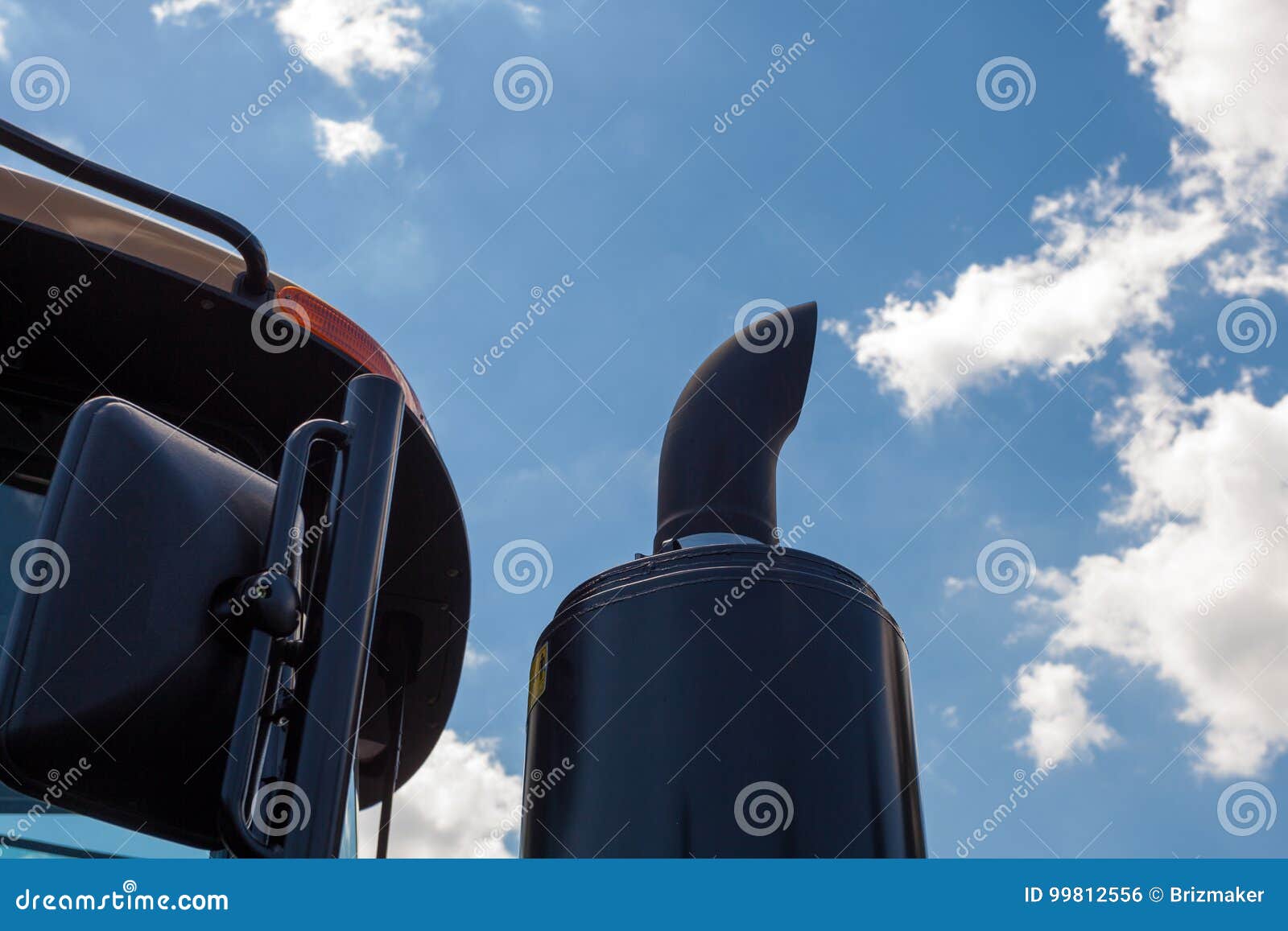 Tractor Exhaust Pipe. Blue Sky Background. Stock Photo - Image of ...