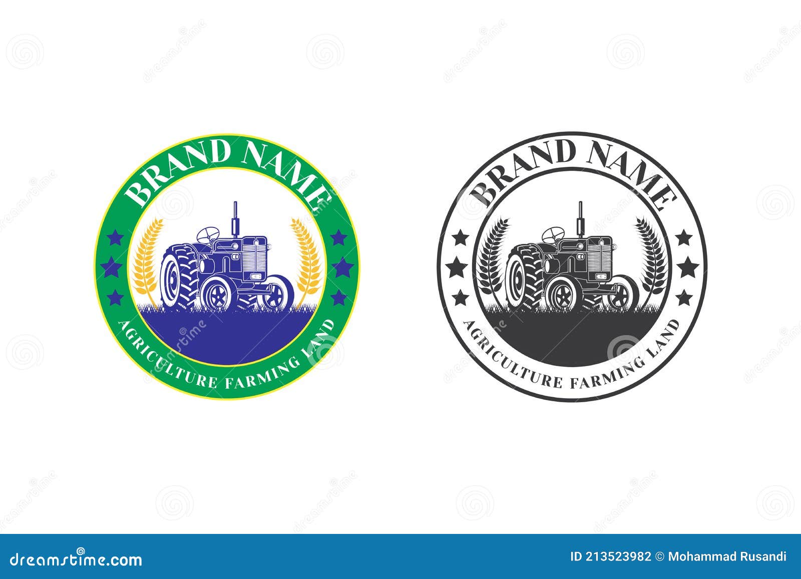Tractor Farm Logo Design with Emblem Style Stock Vector - Illustration ...