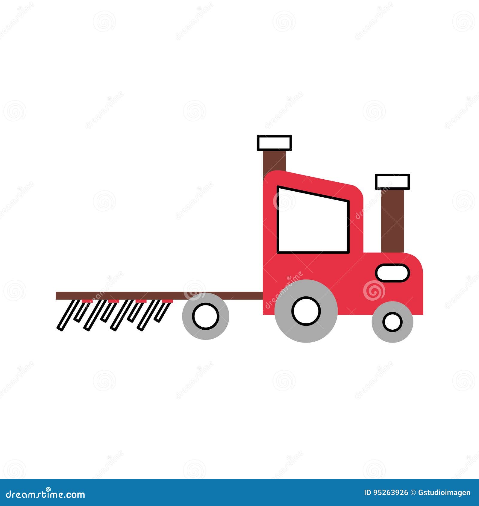Tractor Farm With Rake Vector Illustration | CartoonDealer.com #95263926