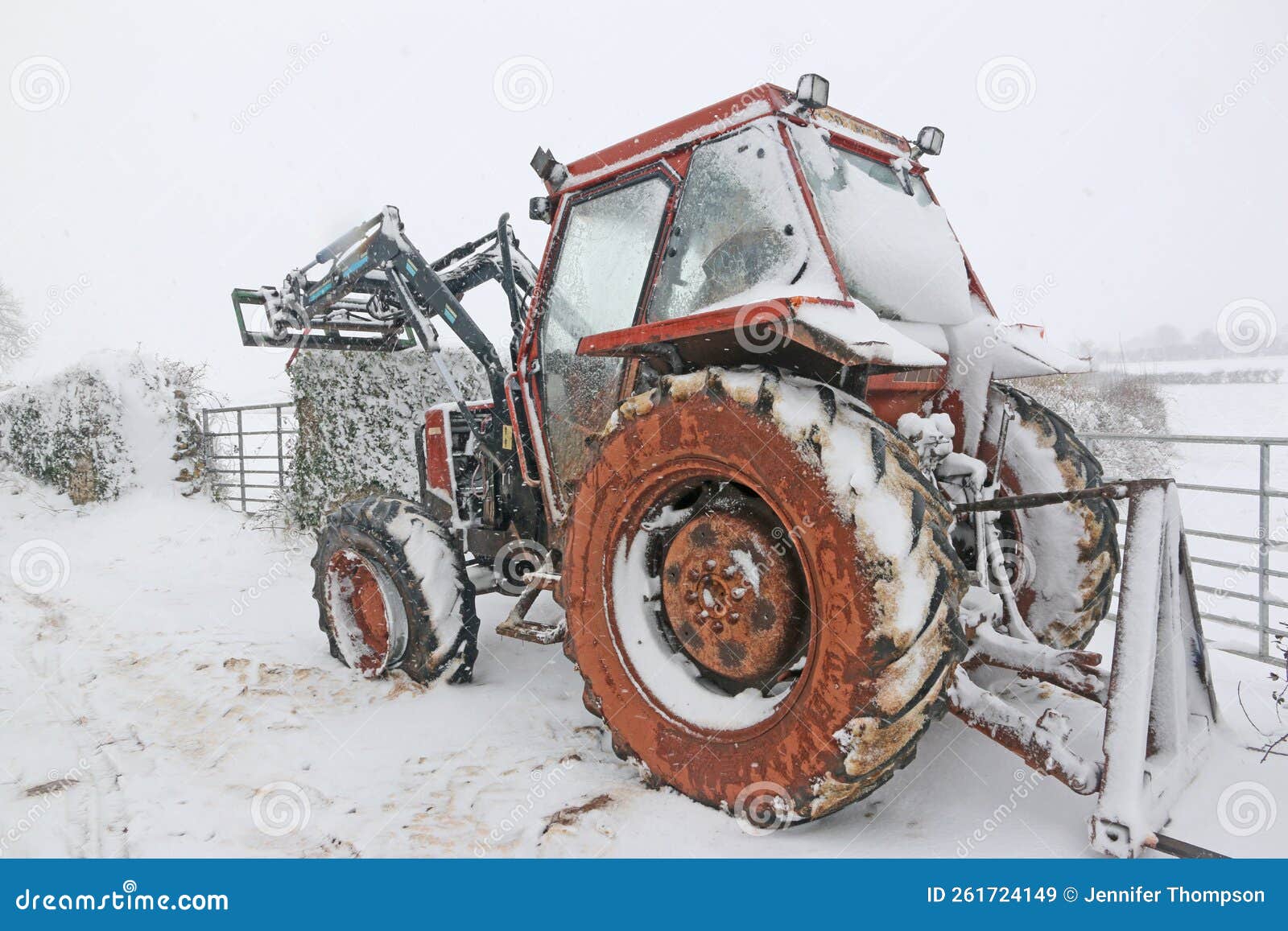 Tractor in the Snow stock image. Image of field, machine - 261724149