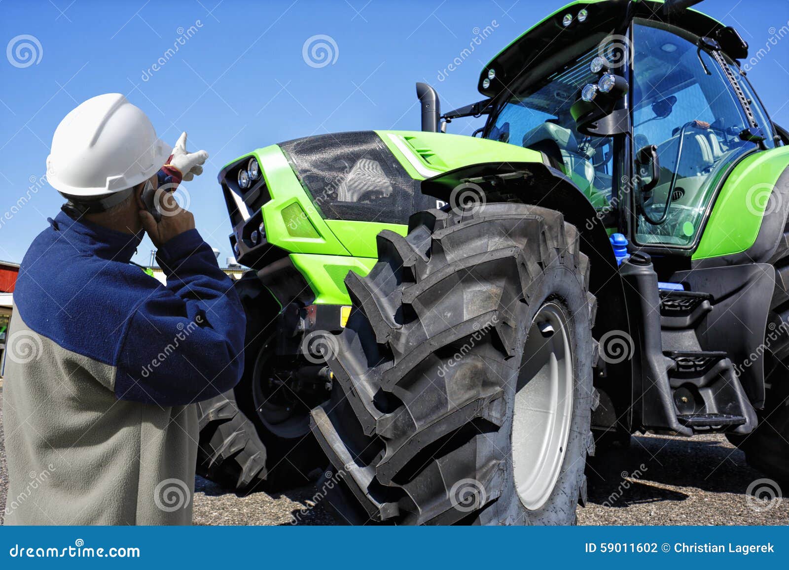 Tractor with Farmer, Mechanic Stock Photo - Image of tires, transport ...
