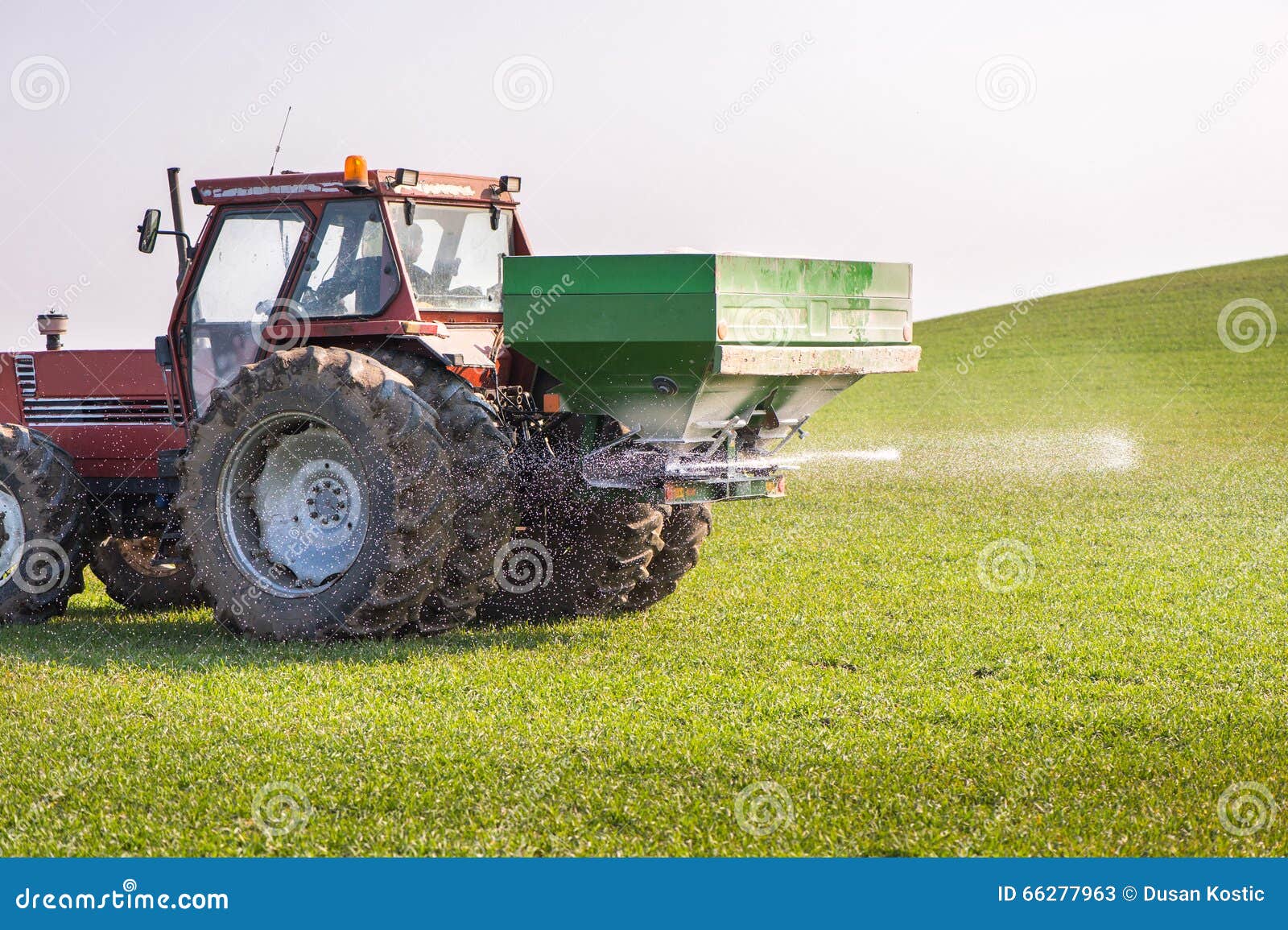 Tractor and fertilizer stock image. Image of grass, farm - 66277963