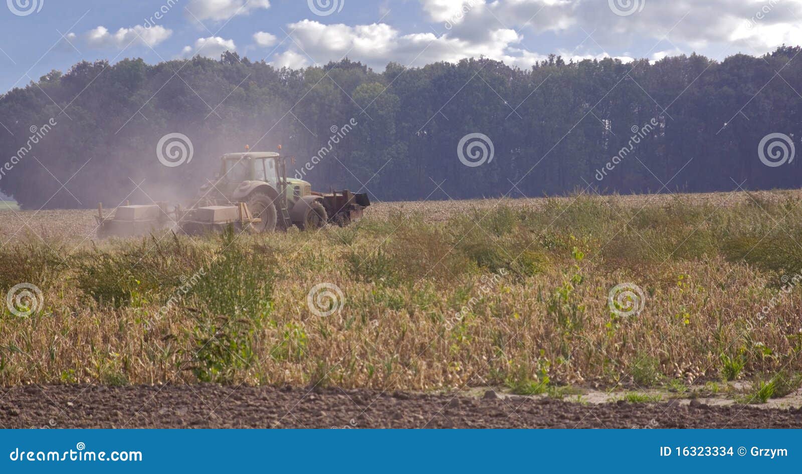 Tractor on a field stock photo. Image of landscape, agricultural - 16323334