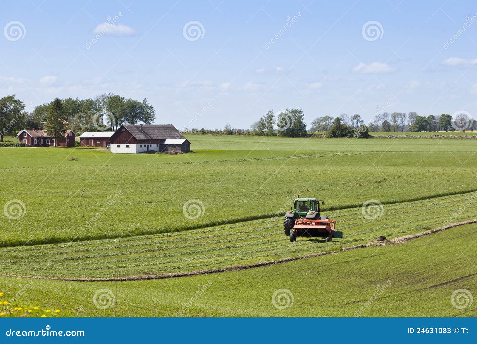 Tractor on the field stock image. Image of summer, farming - 24631083