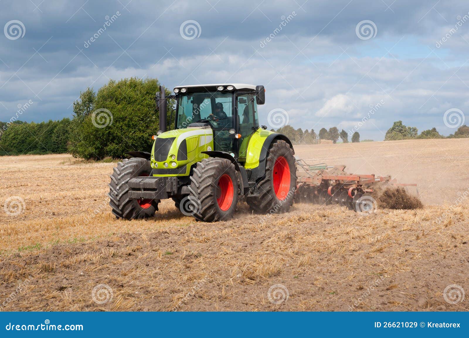 Tractor on field stock image. Image of work, countryside - 26621029