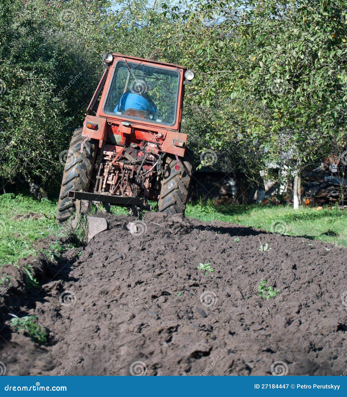 Tractor in field stock image. Image of landscape, meadow - 27184447