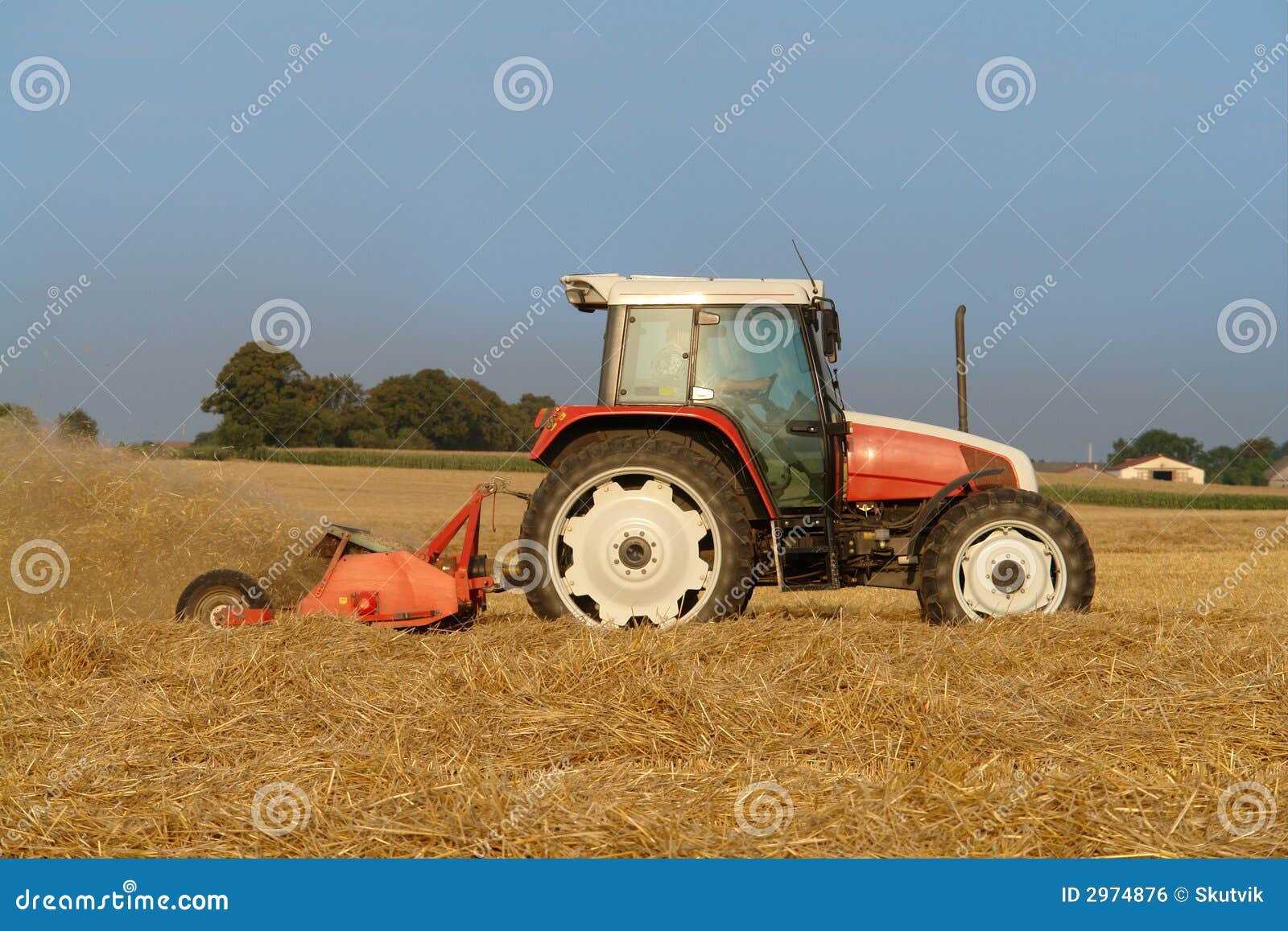Tractor on the field stock photo. Image of straw, agriculture - 2974876