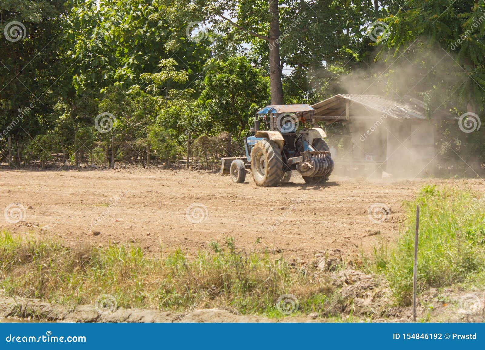 Tractor in Field, Mechanism Farmer Rice Cultivation Stock Photo - Image ...
