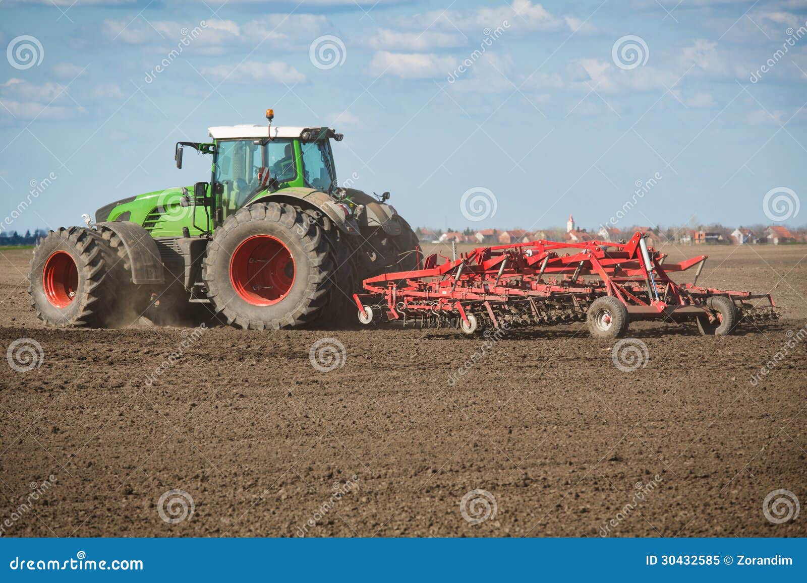 Tractor in the field sow stock image. Image of food, crop - 30432585
