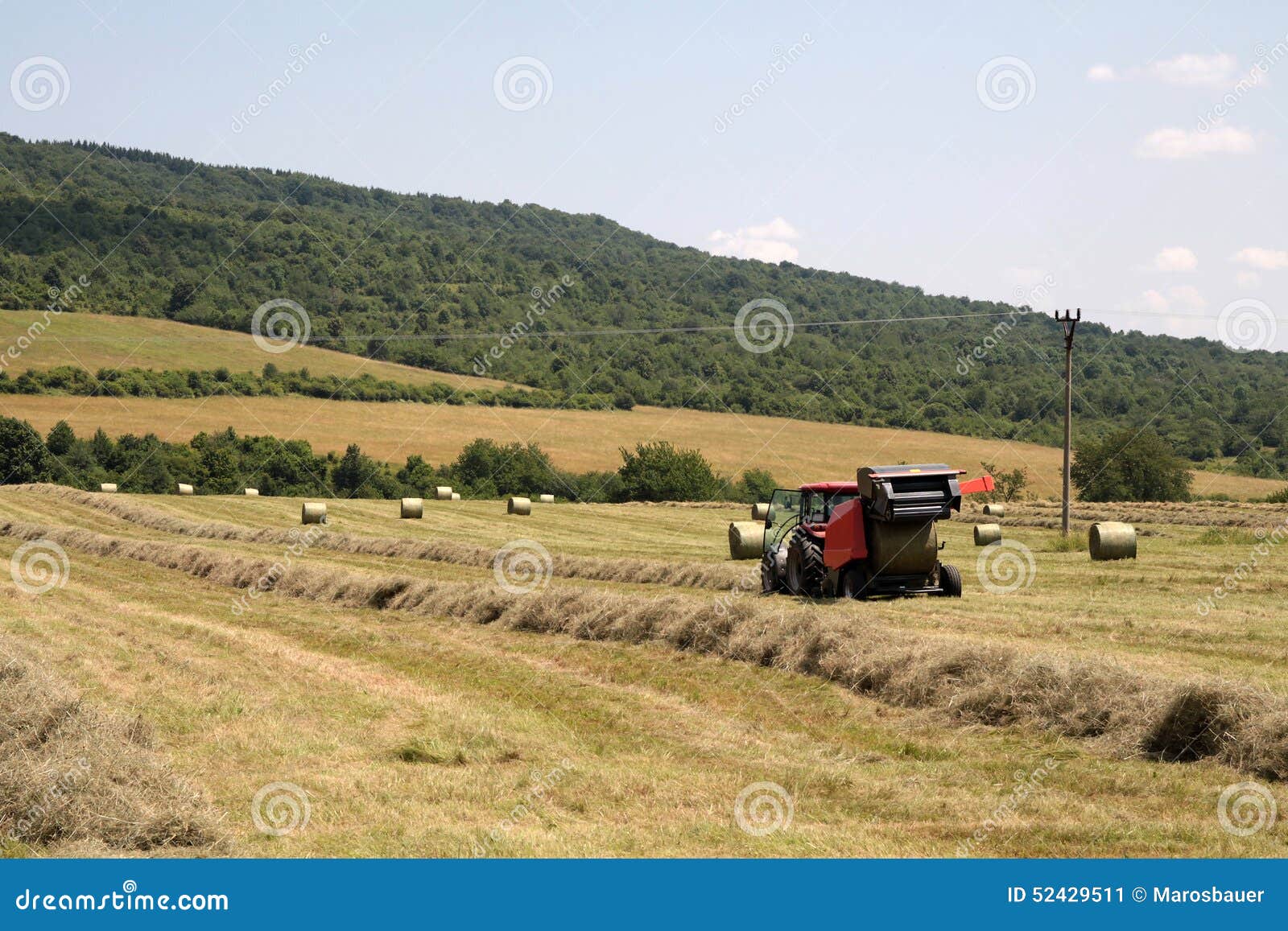 Tractor on field stock image. Image of cloud, landscape - 52429511