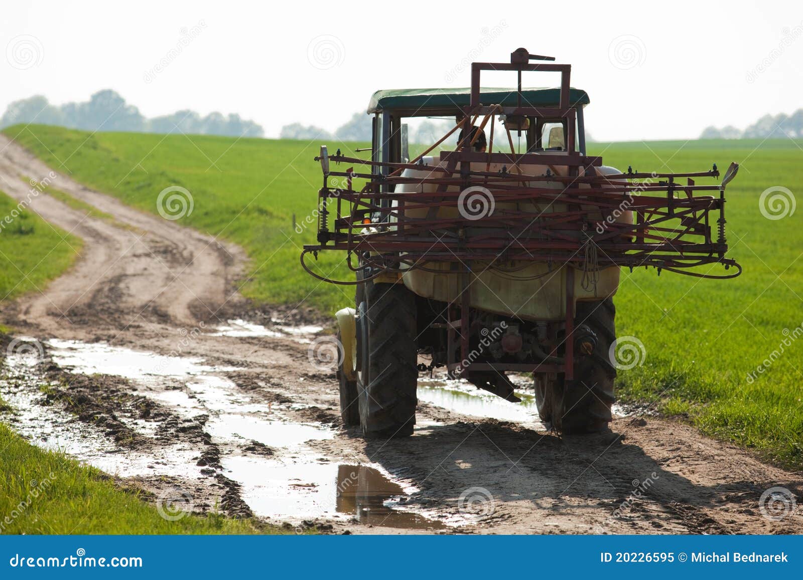 Tractor on field way stock image. Image of environment - 20226595
