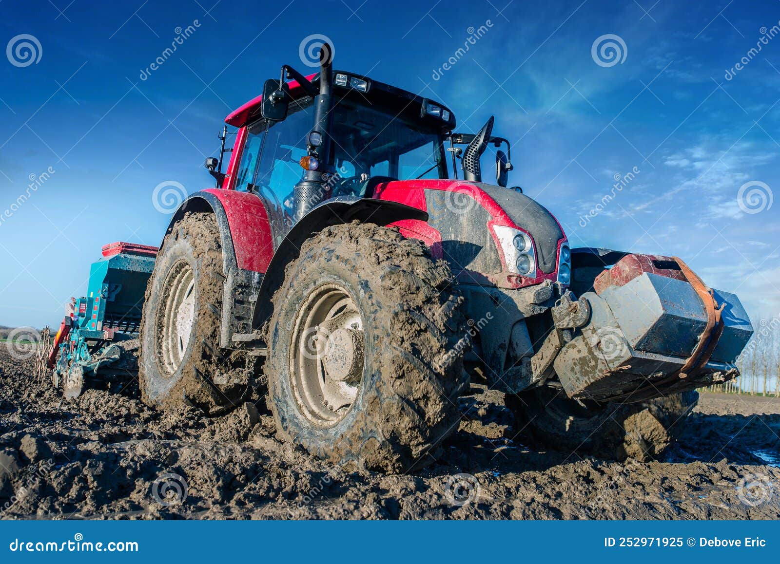 Tractor Equipped with a Trailer for Planting Close-up Stock Image ...