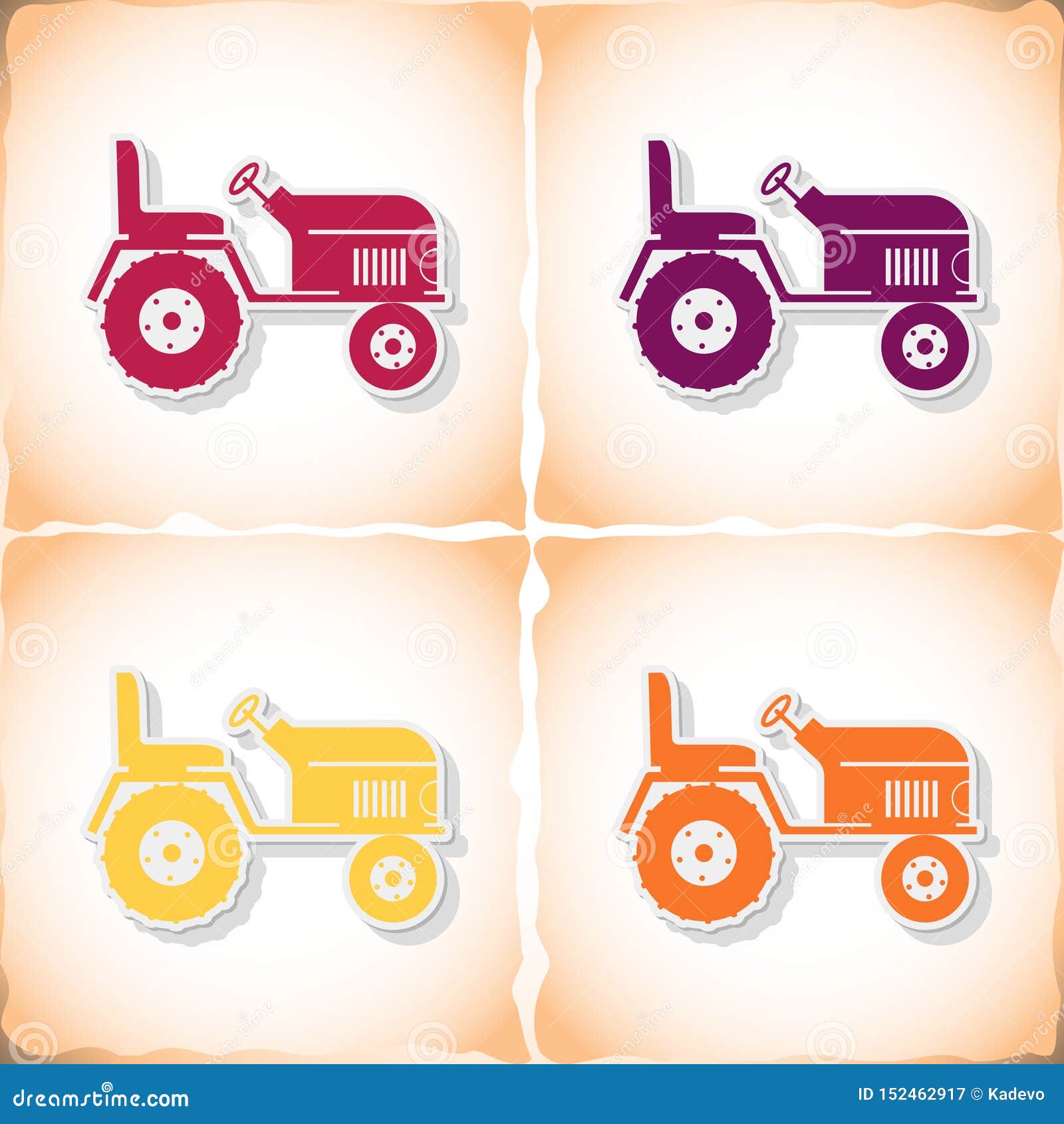 Tractor. Flat Sticker with Shadow on Old Paper Stock Vector ...