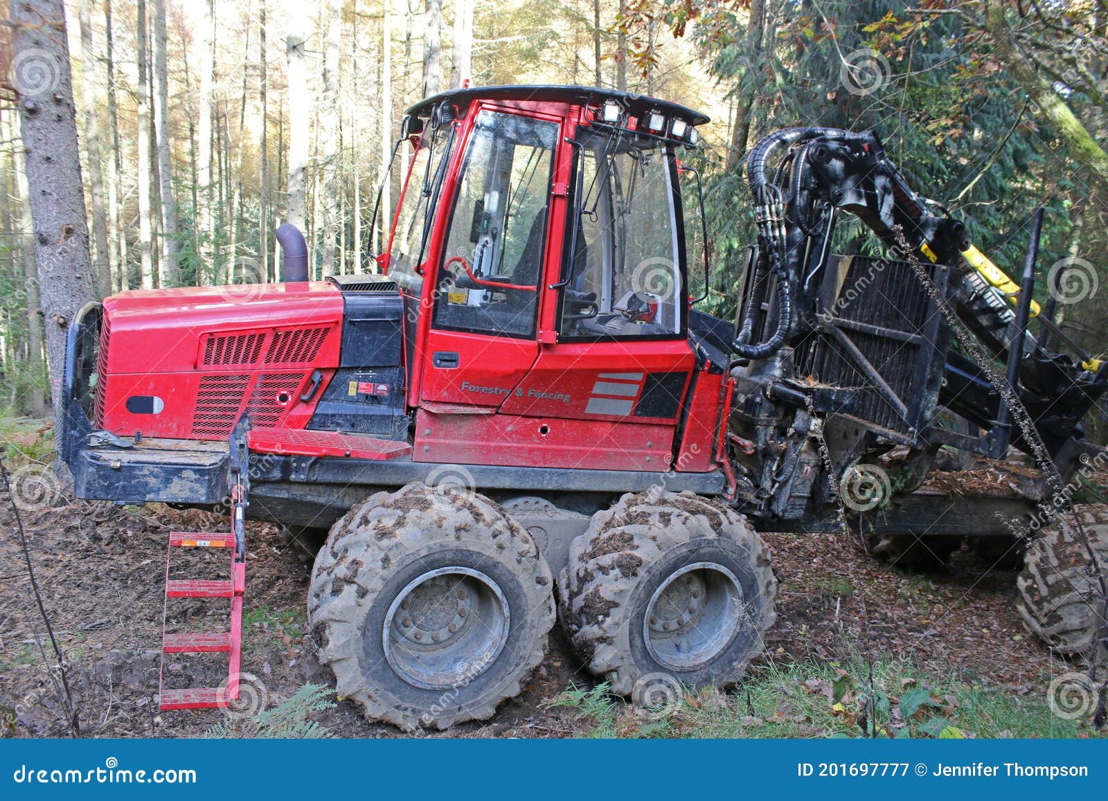 Tractor in the forest stock image. Image of work, forestry - 201697777