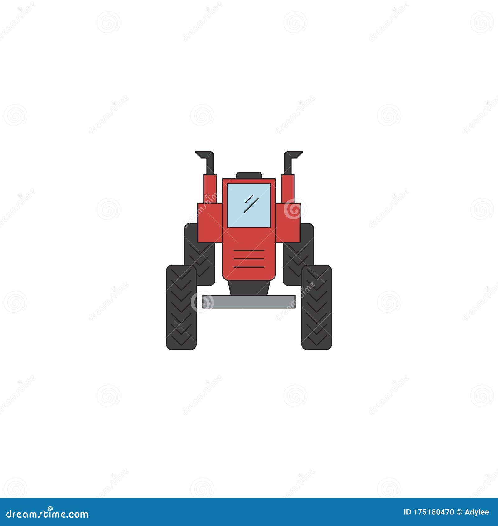 Tractor Front Vector Icon Symbol Tools Isolated on White Background ...