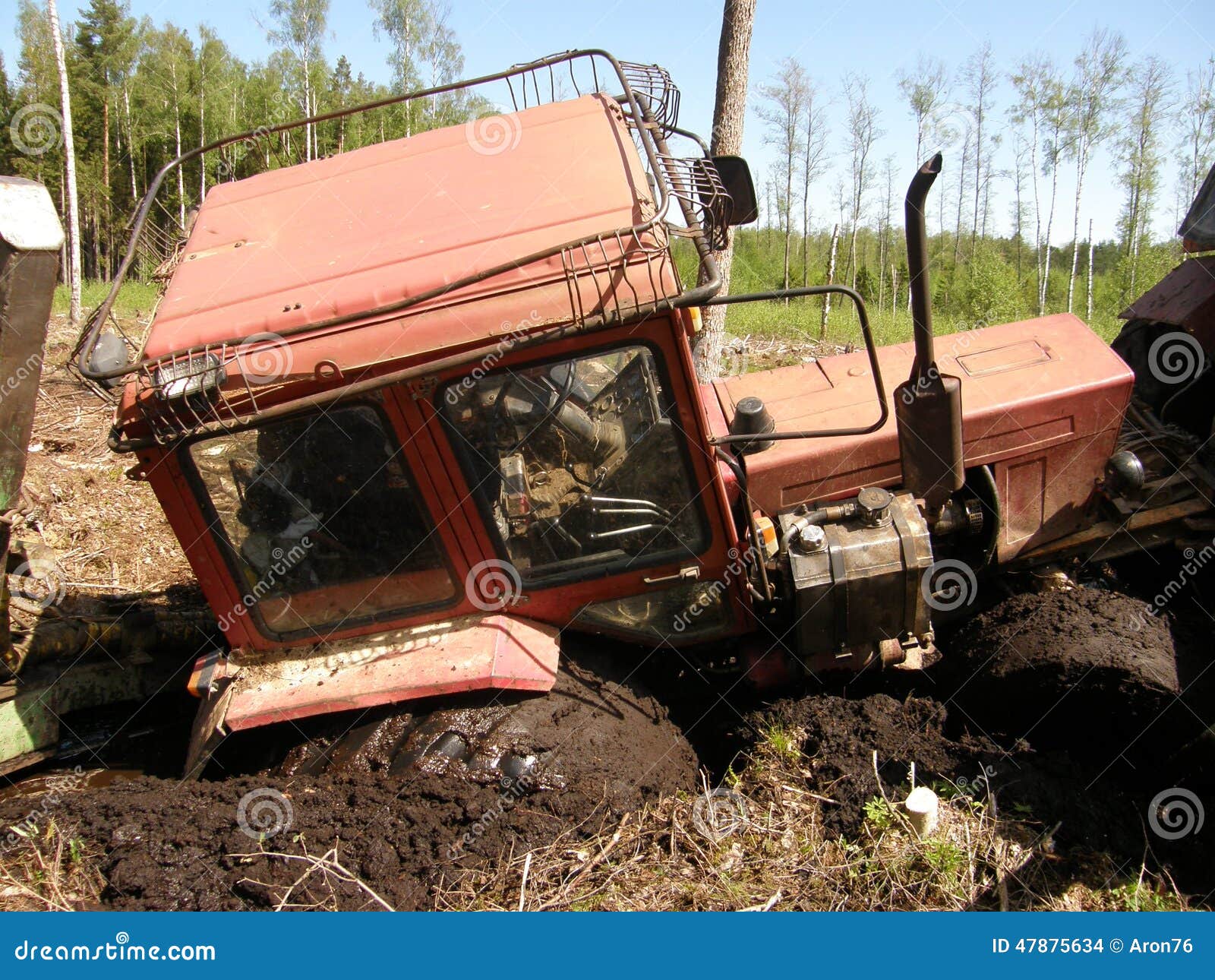 Tractor Got Stuck in Forest Stock Photo - Image of machinery, forestry ...