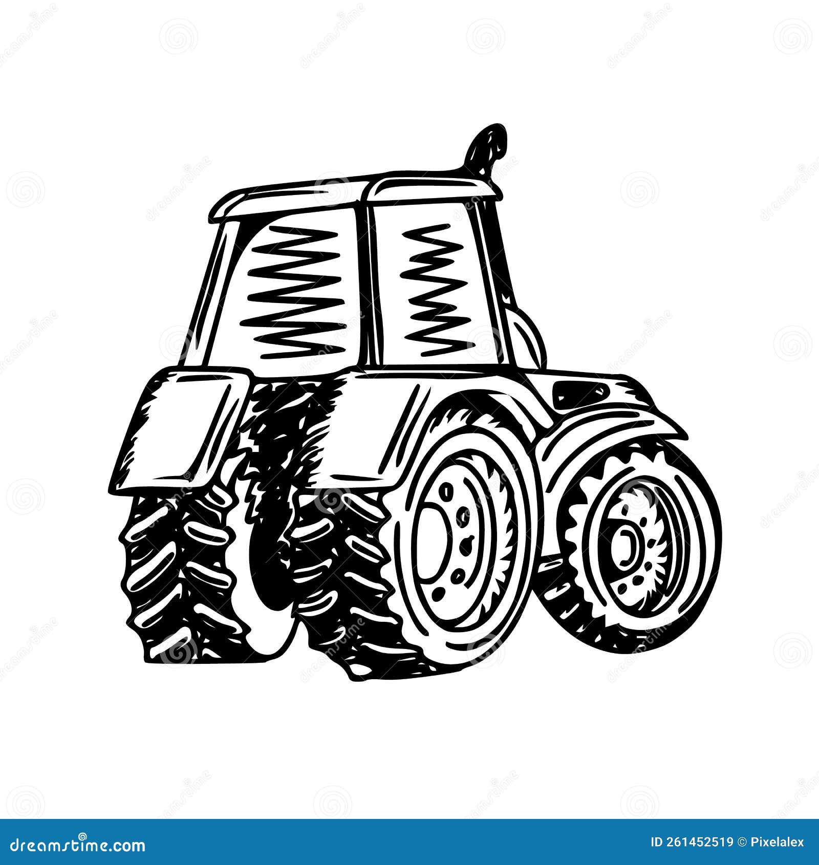 Tractor Hand Draw Sketch Vector Stock Vector - Illustration of draw ...