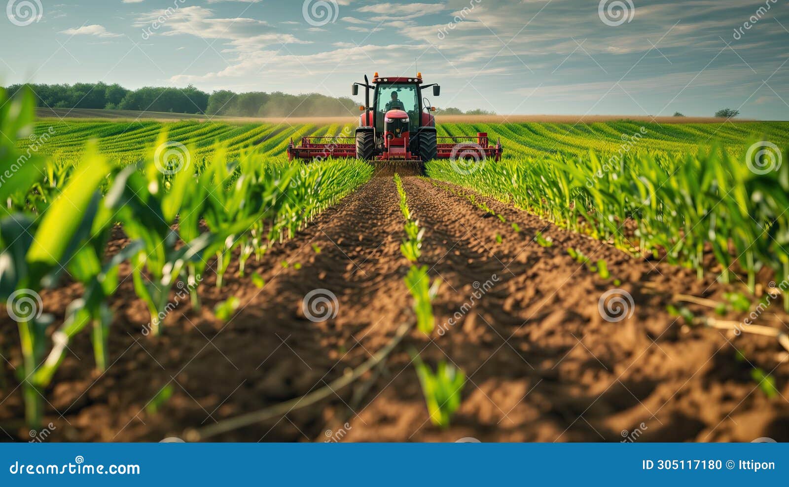 Tractor Harrowing Corn Field Stock Illustration - Illustration of ...