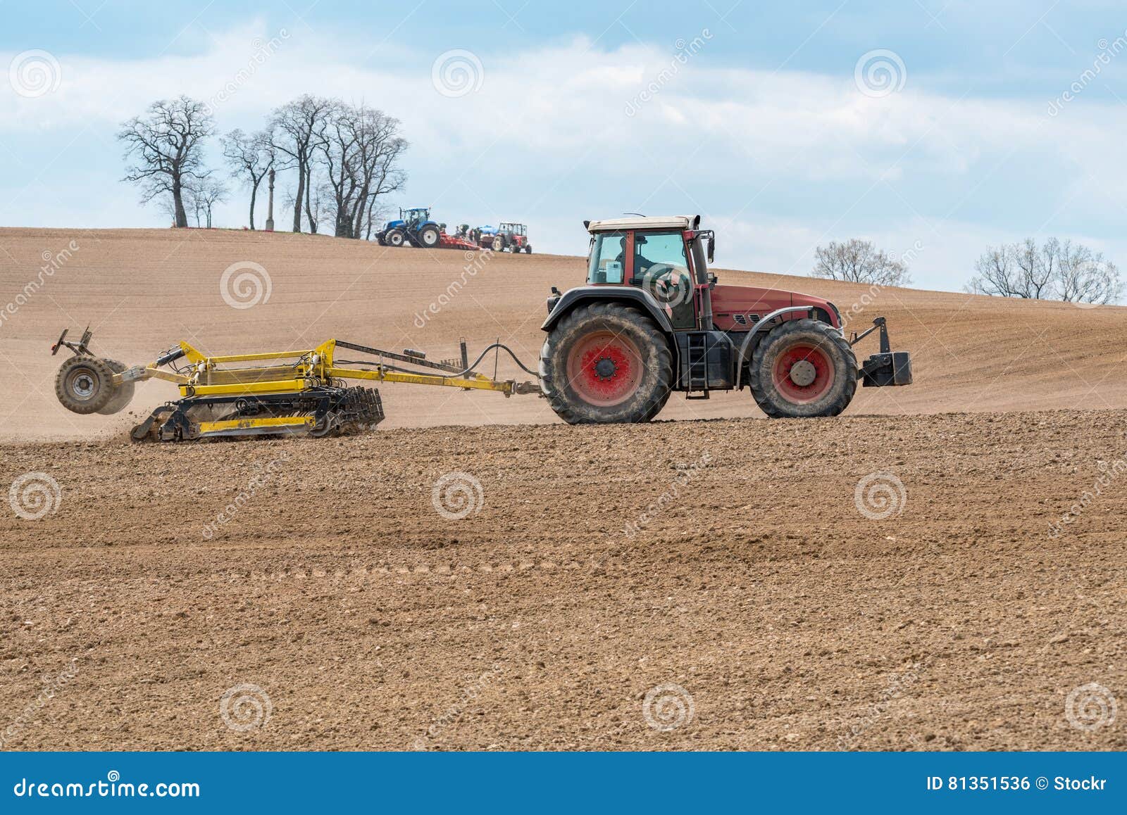 Tractor Harrowing the Field Stock Photo - Image of cultivator, land ...
