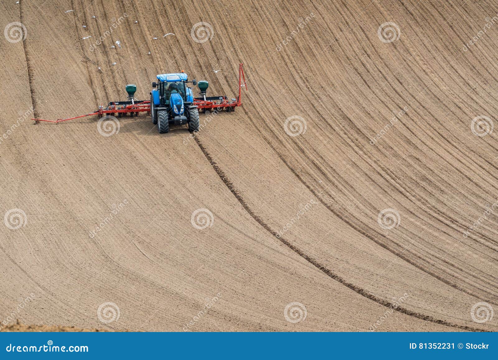 Tractor Harrowing the Field Stock Image - Image of environment, green ...