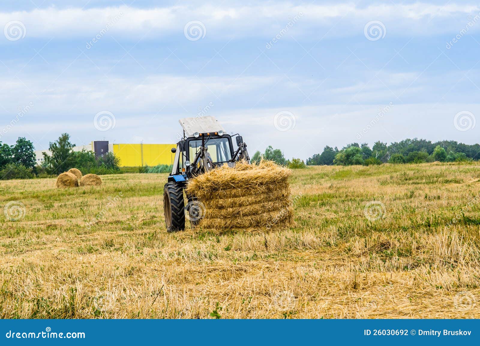 Tractor with a hay stock photo. Image of harvest, meadow - 26030692