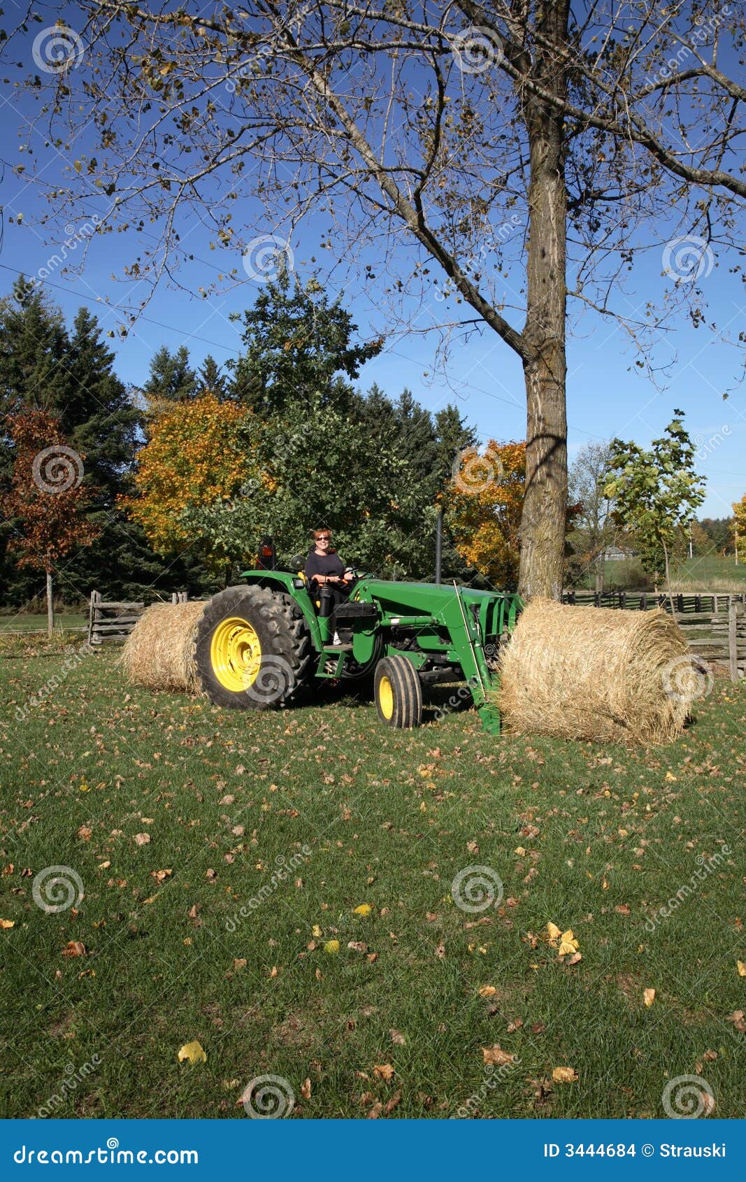 Tractor and Hay Bales editorial stock image. Image of autumn - 3444684