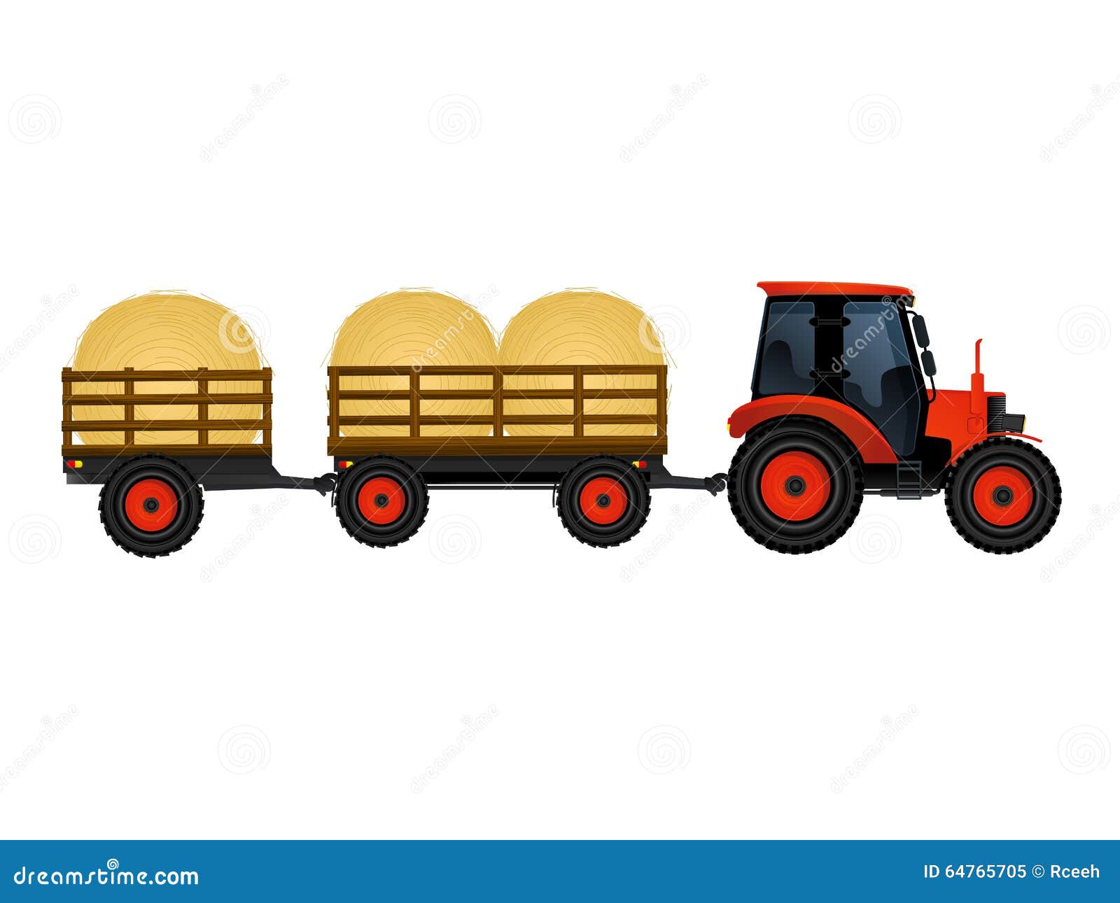 Tractor with hay stock vector. Illustration of roll, press - 64765705