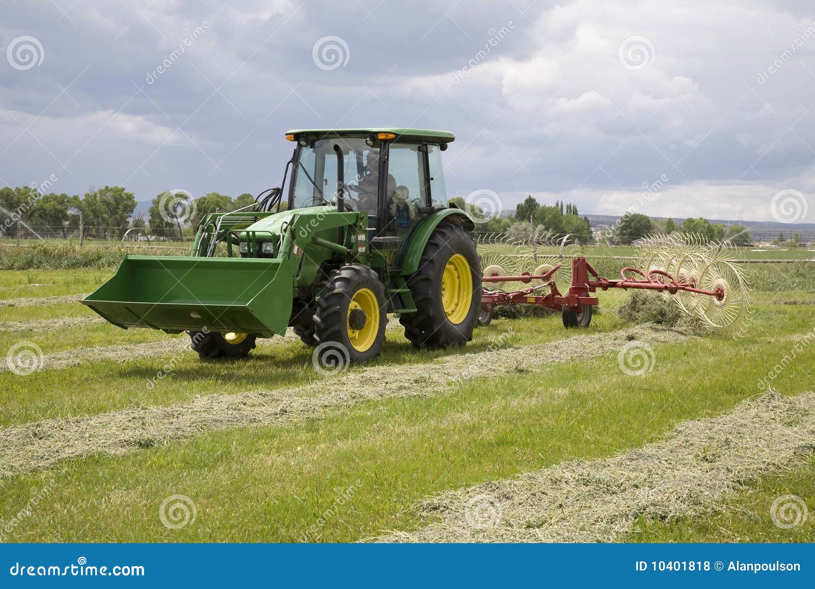 Tractor and hay rake editorial stock photo. Image of lifestyle - 10401818