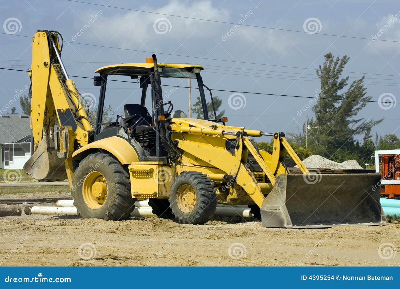 Tractor with a Hoe and a Shovel Stock Photo - Image of heavy, equipment ...