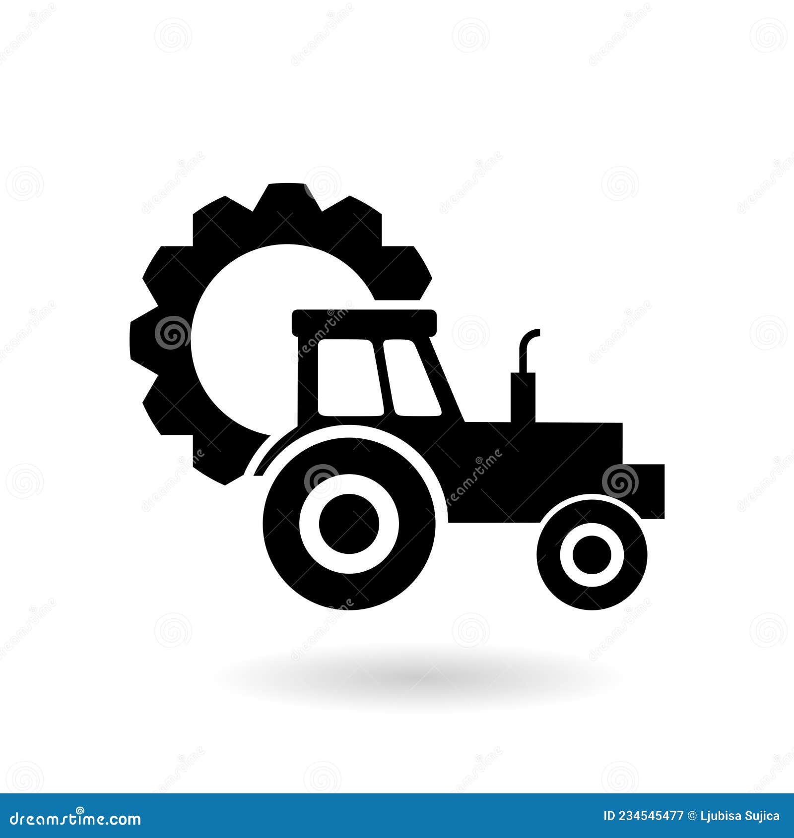 Tractor Icon with Shadow on White Background Stock Vector ...